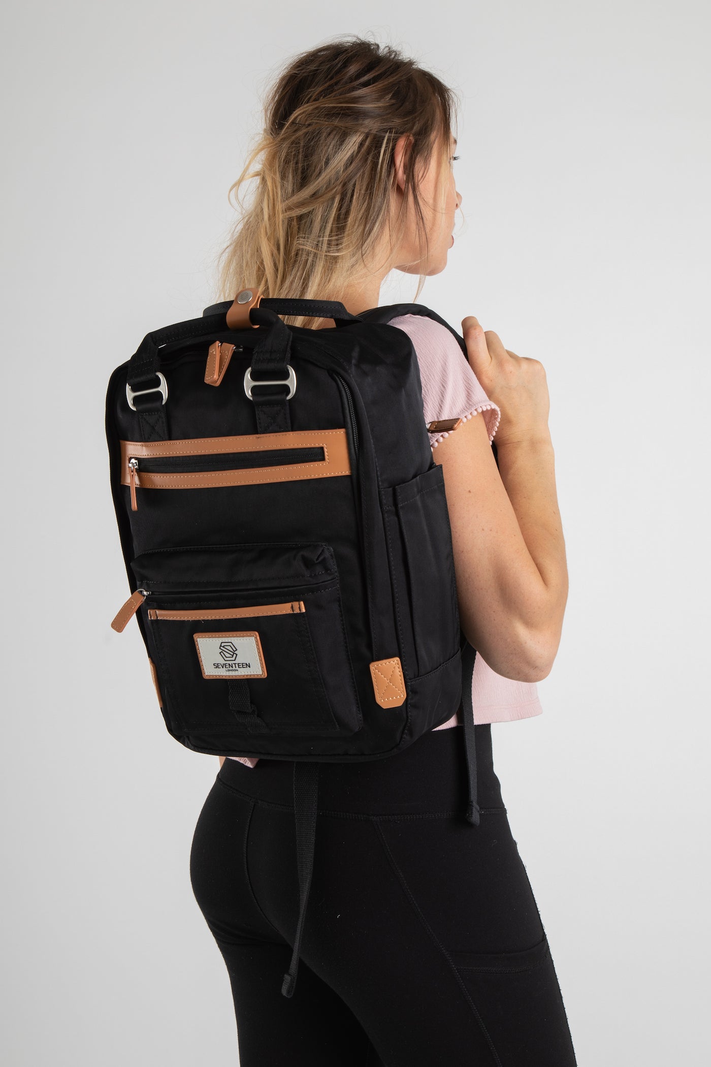 The Wimbledon Backpack - Black with Tan