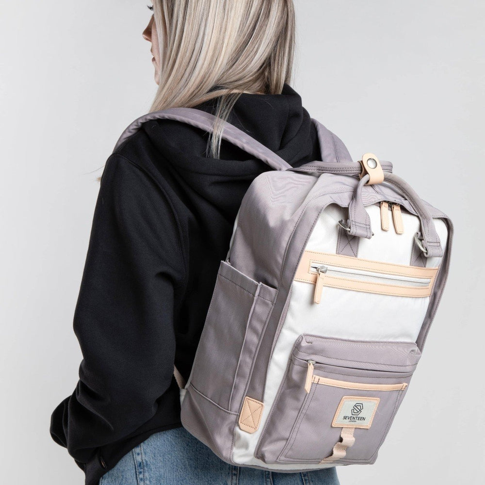 The Wimbledon Backpack - Grey with Cream