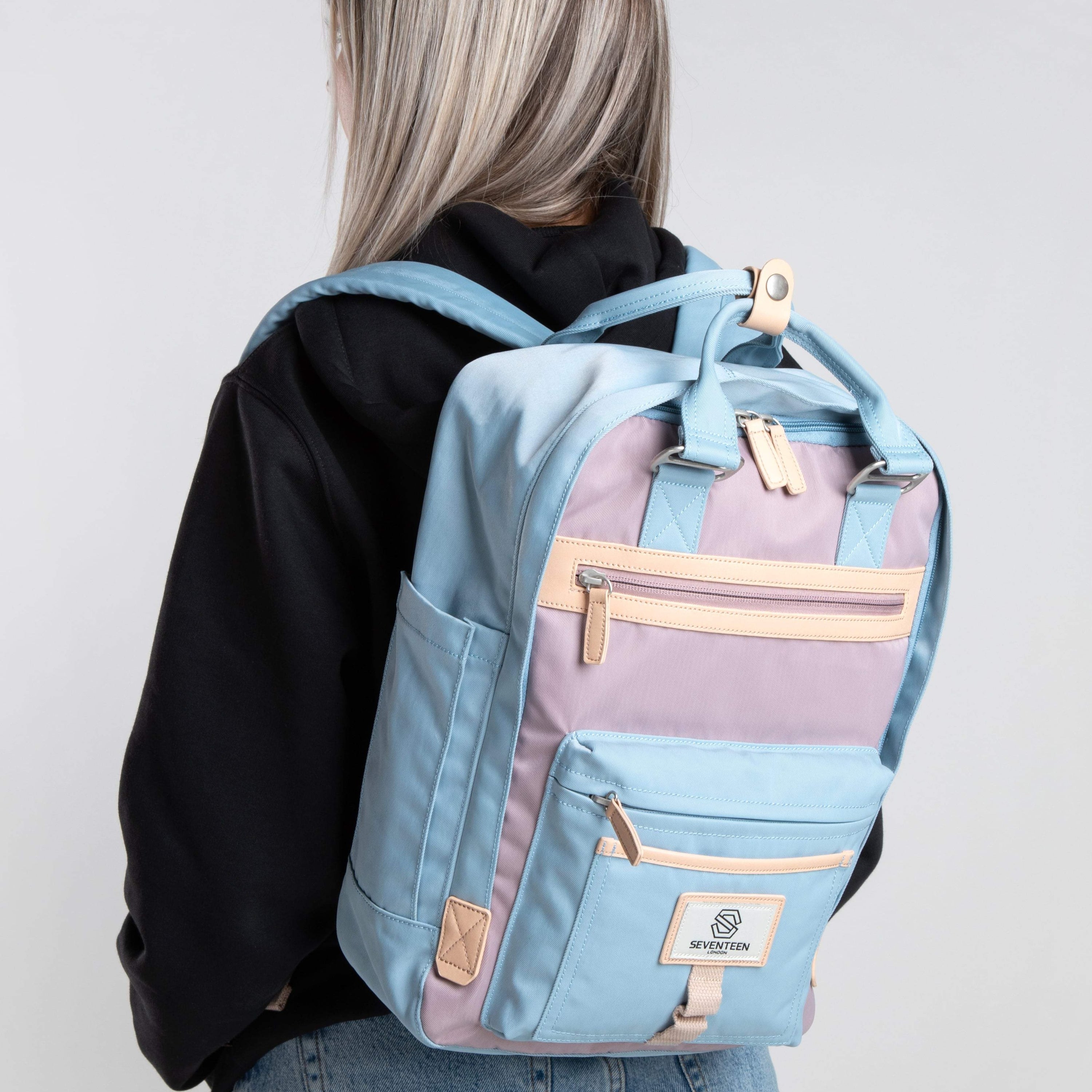 The Wimbledon Backpack - Light Blue with Lilac