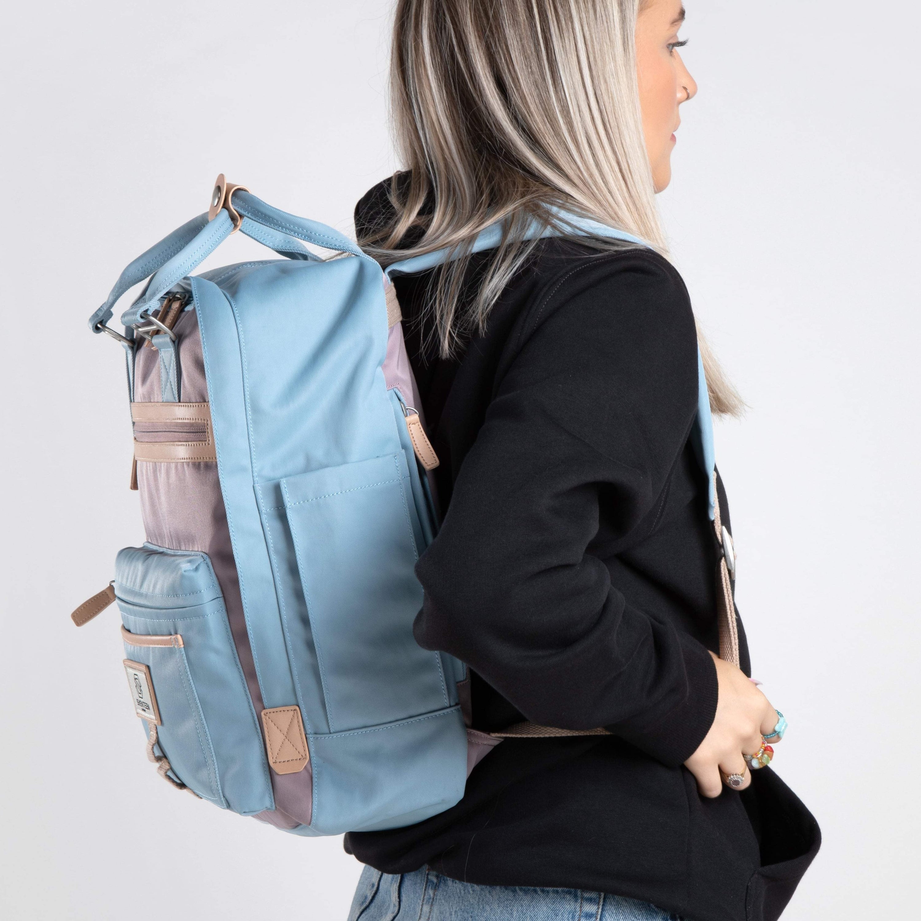 The Wimbledon Backpack - Light Blue with Lilac