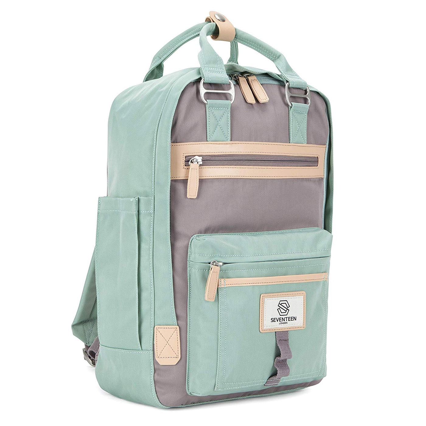 The Wimbledon Backpack - Pastel Green with Grey