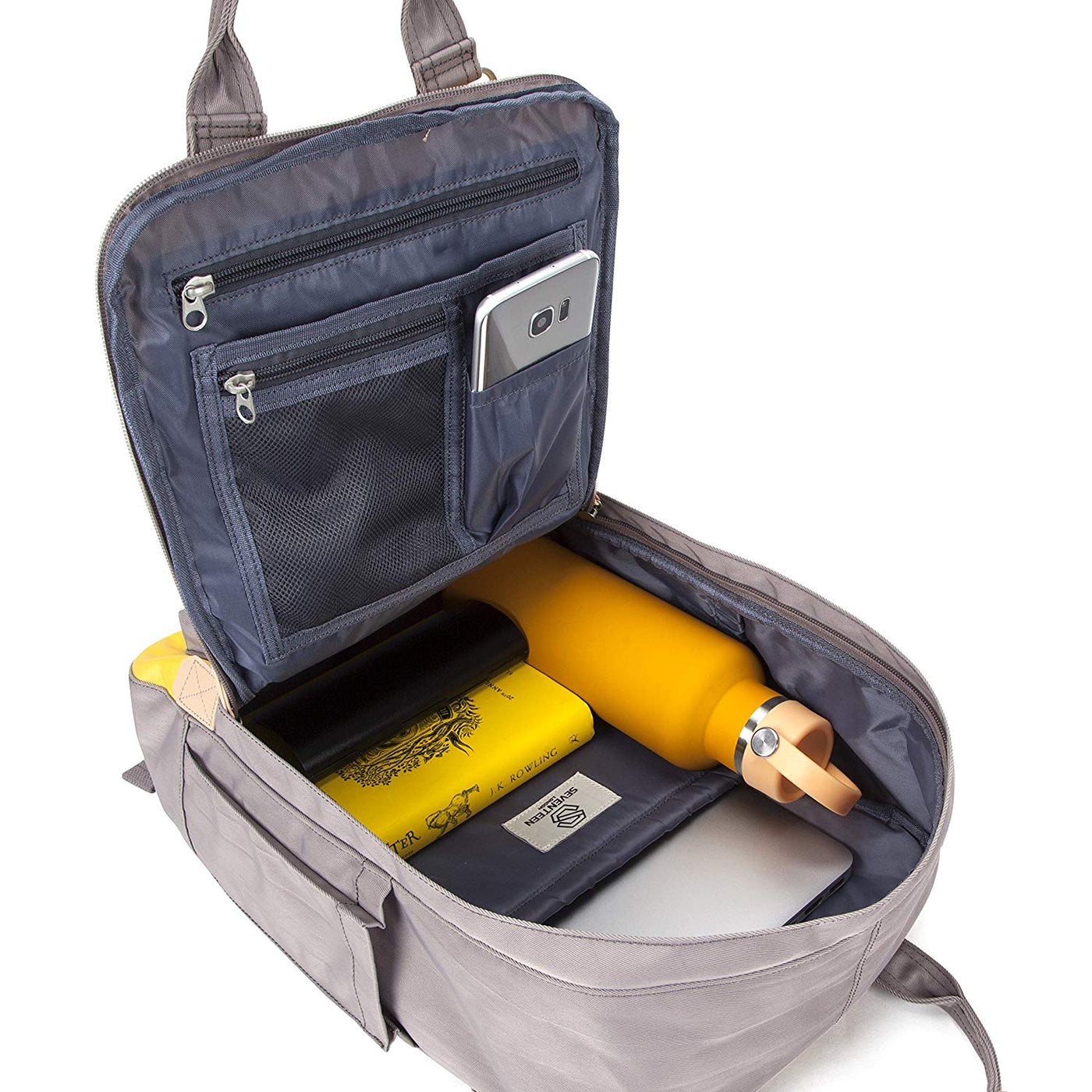 The Wimbledon Backpack - Grey with Yellow