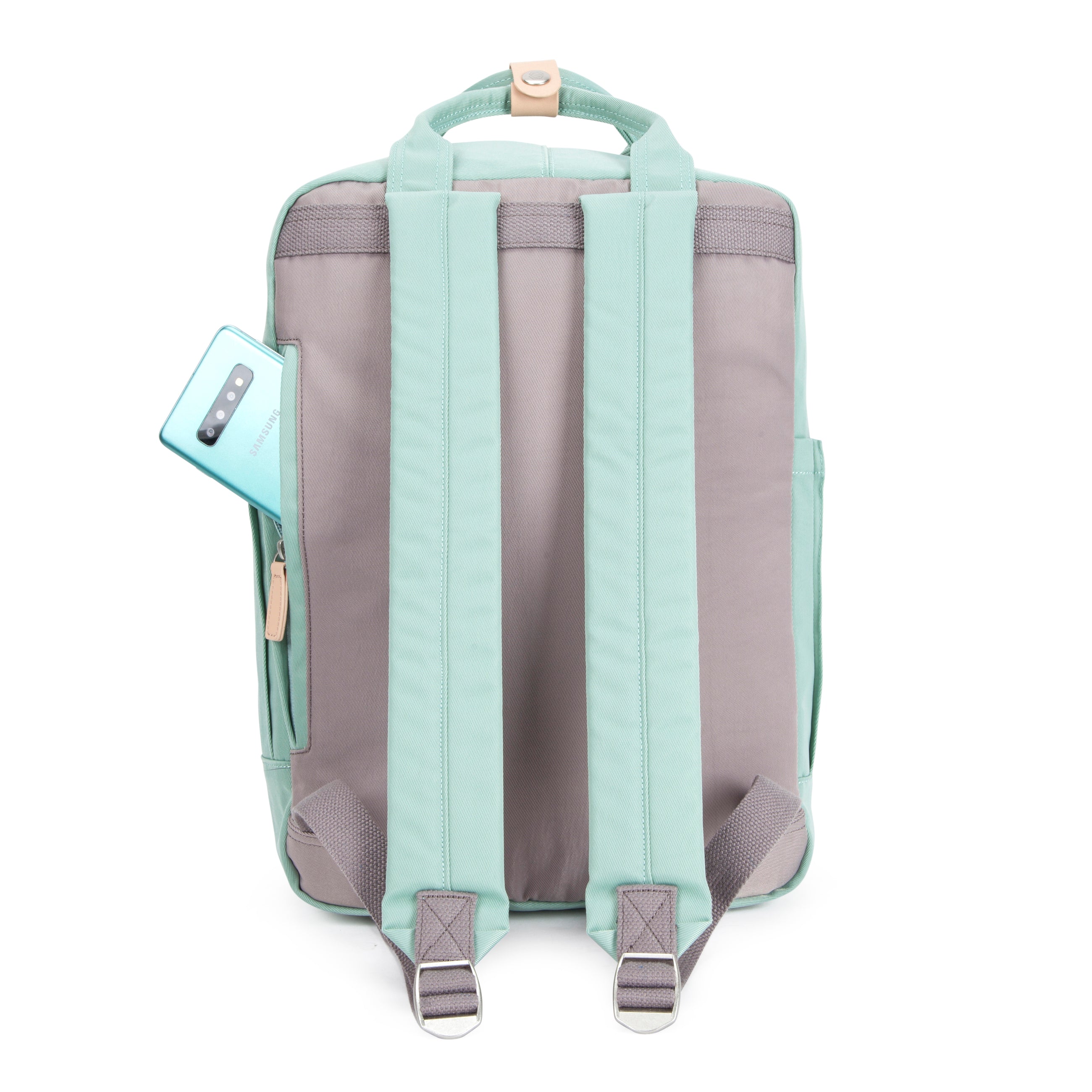 The Wimbledon Backpack - Pastel Green with Grey