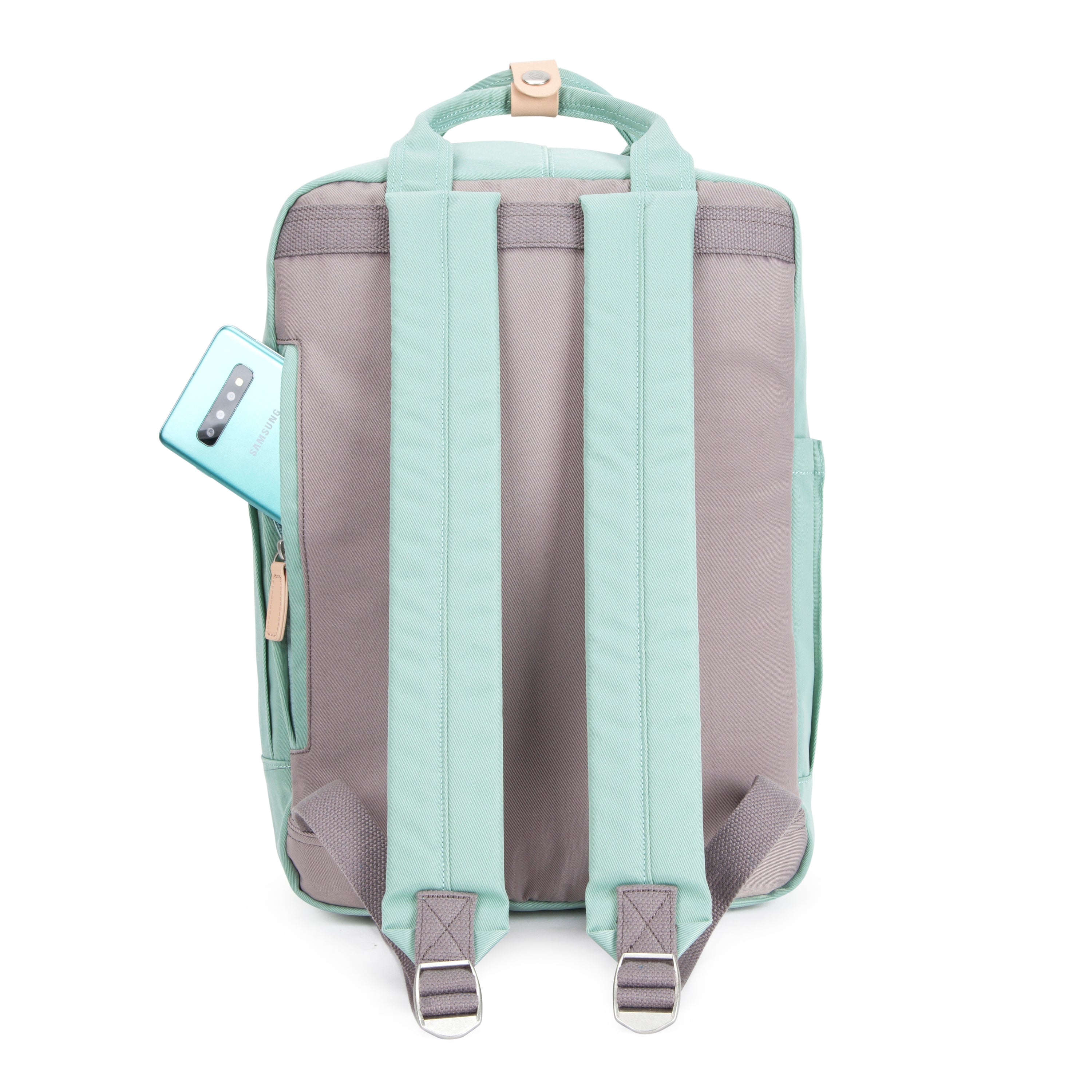 The Wimbledon Backpack - Pastel Green with Grey
