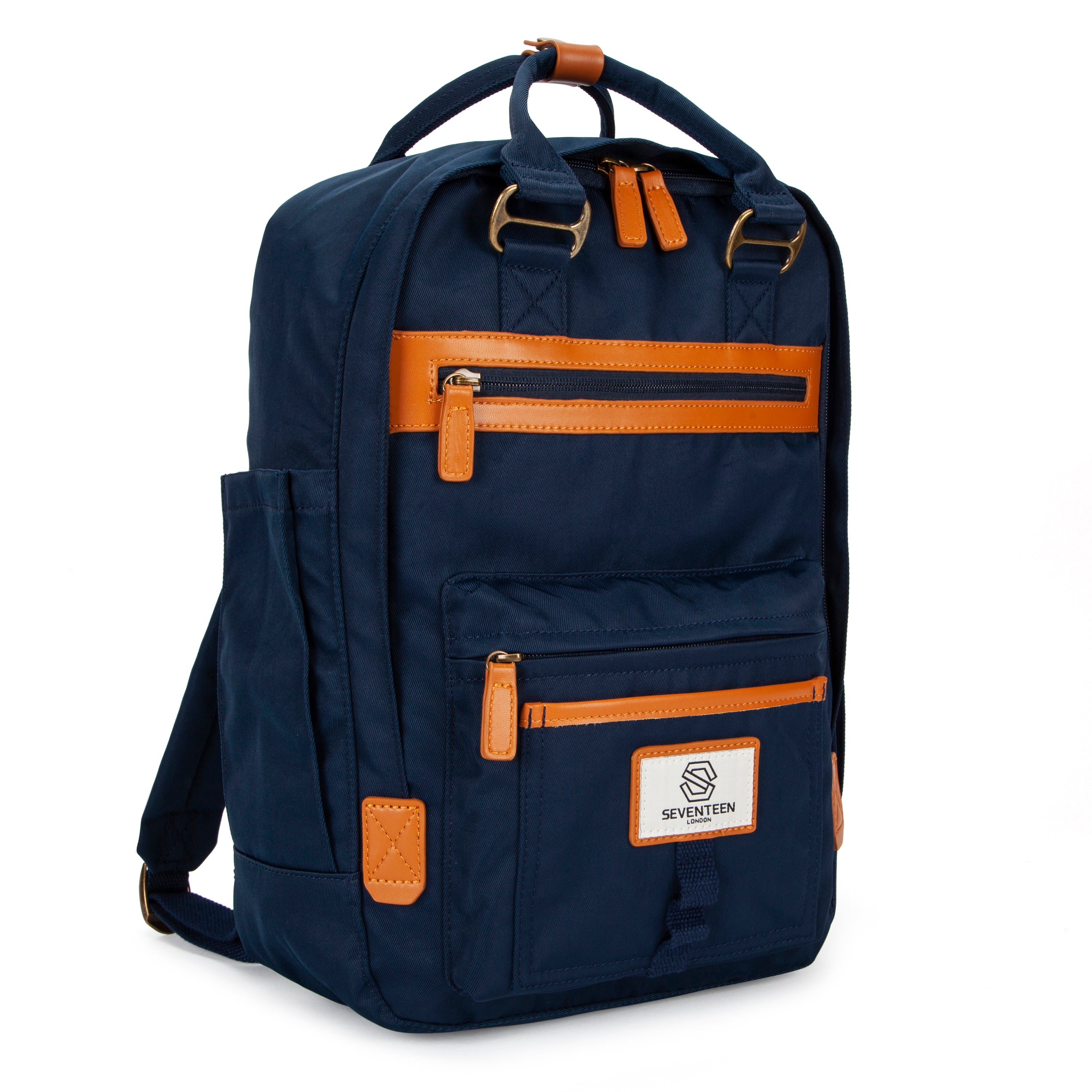 The Wimbledon Backpack - Navy with Tan
