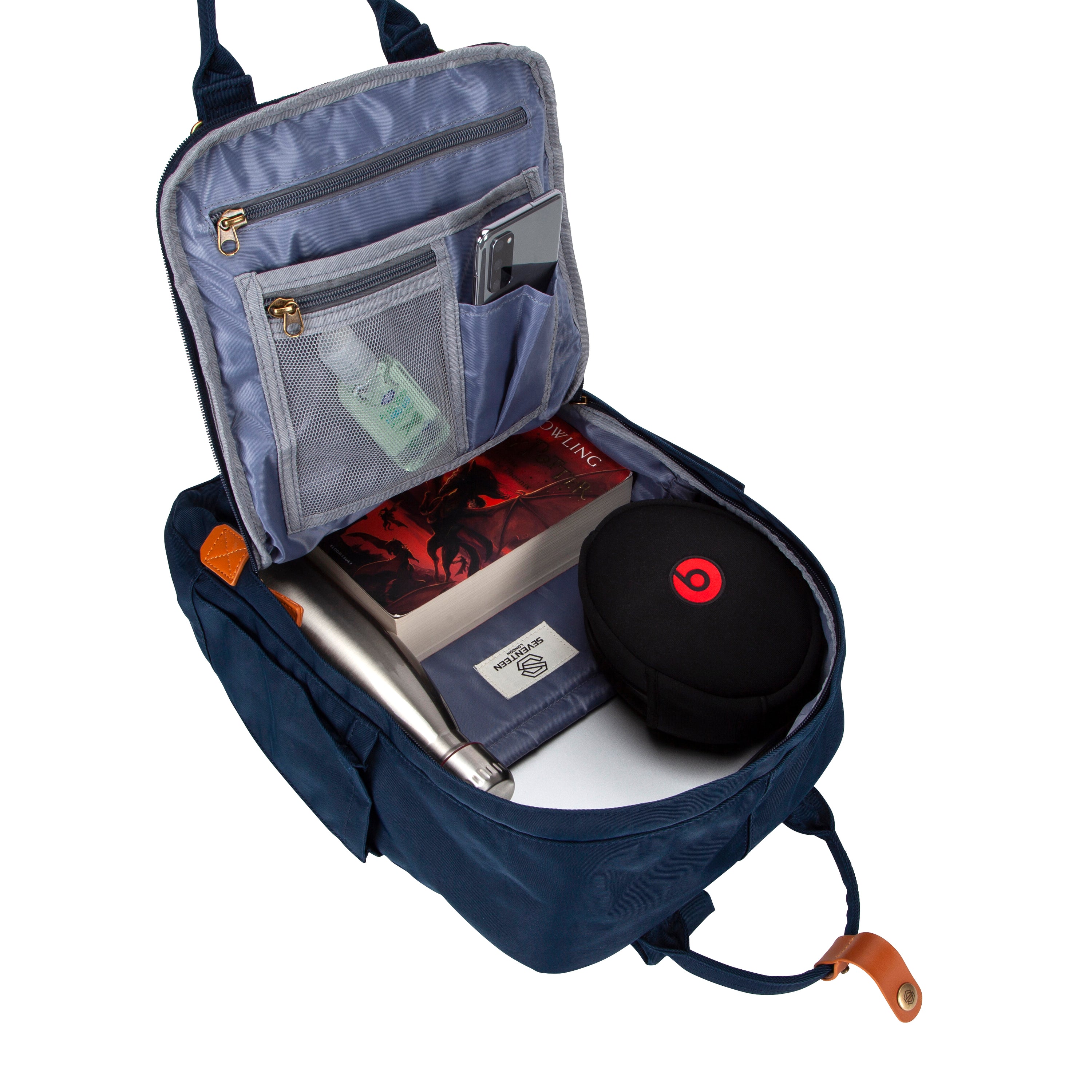 The Wimbledon Backpack - Navy with Tan
