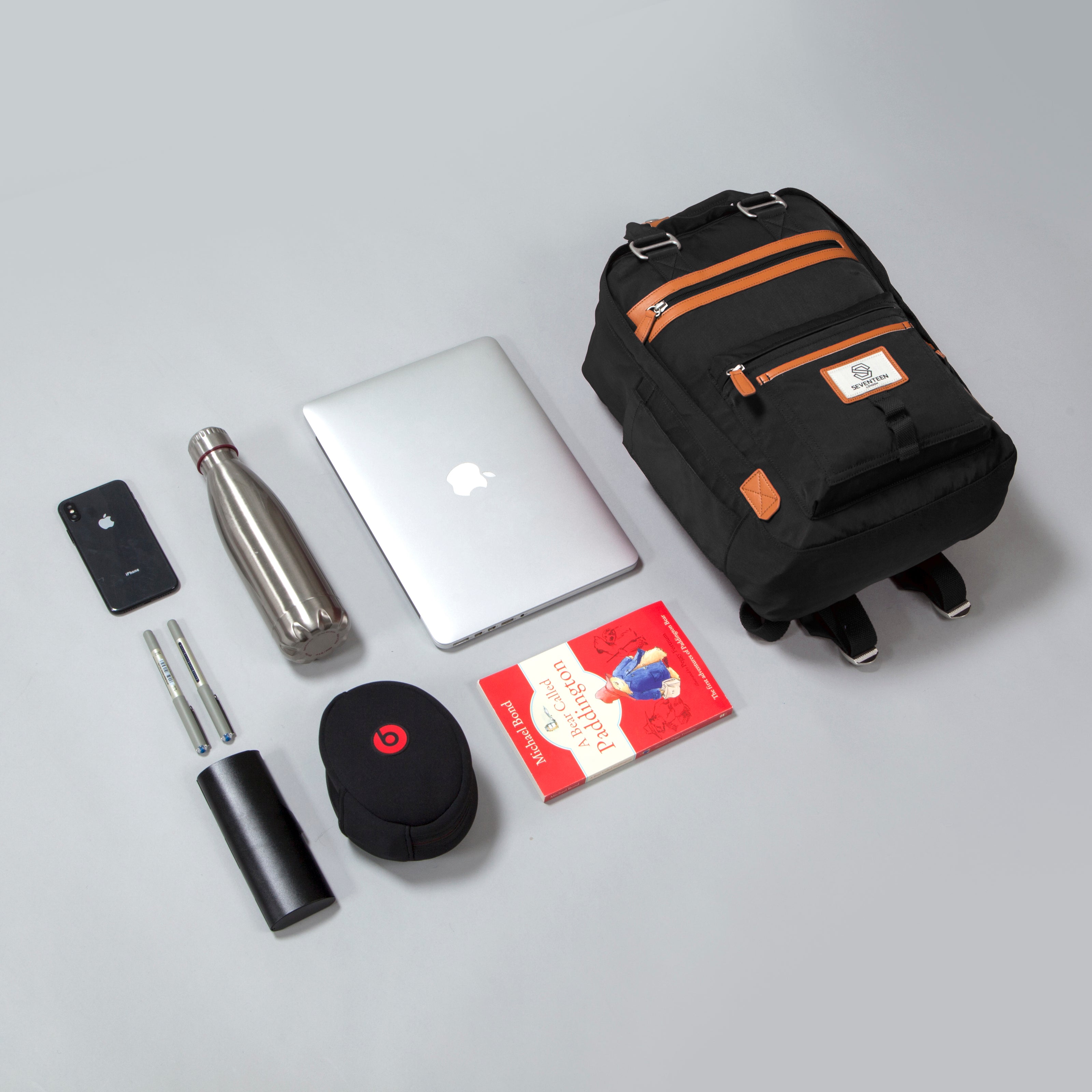 The Wimbledon Backpack - Black with Tan
